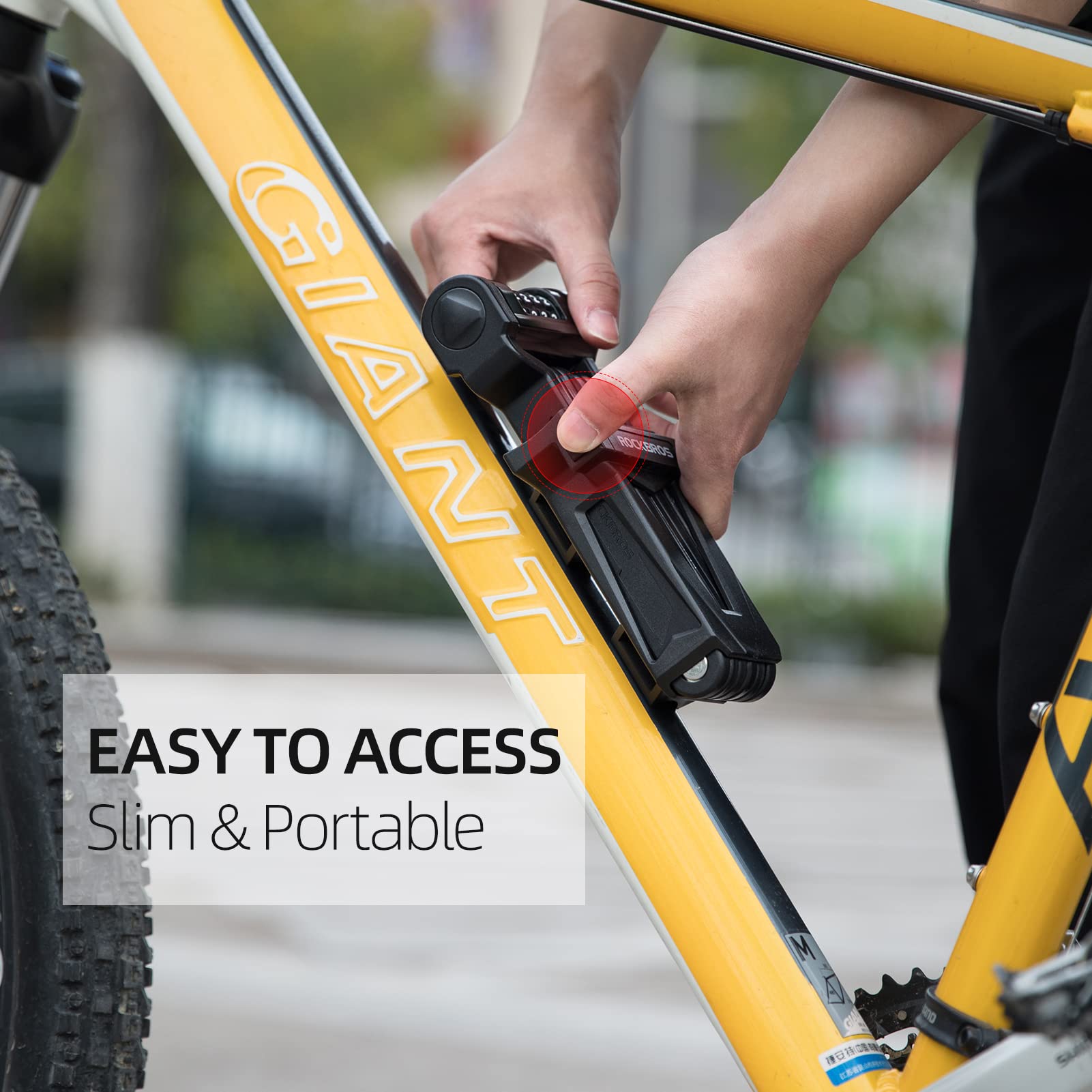 ROCKBROS Folding Bike Lock Combination Bike Lock with Mount Electric Bike Lock Heavy Duty Anti Theft Bicycle Locks with Mounting Bracket 4-Digit Foldable Bike Lock