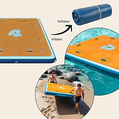 Retrospec Weekender Dock Inflatable Platform for Beach, River, Lake & Pool - Recreational Floating Island Raft with Non-Slip Surface - Dual-Action Pump & Carrying Bag - 10 Ft x 10 Ft