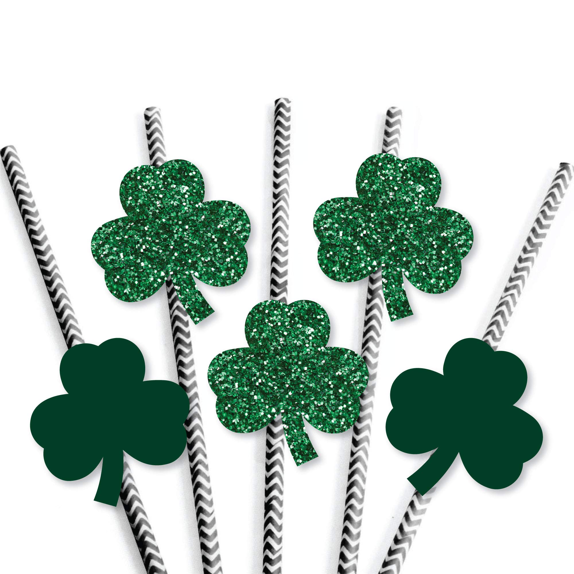 St. Patrick's Day Paper Straw Decor - Saint Paddy's Day Party Striped Decorative Straws - Set of 24