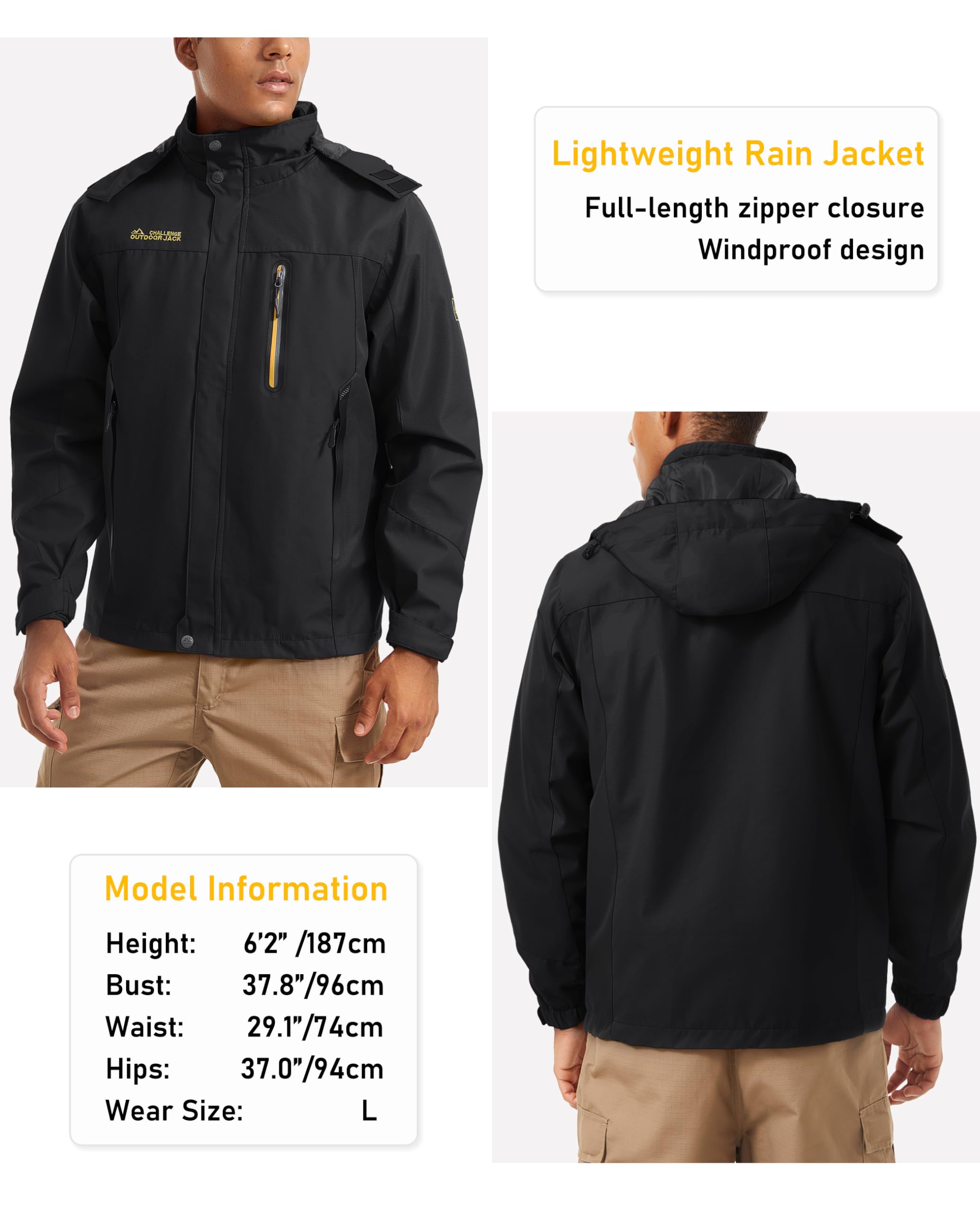 MAGCOMSEN Mens Windbreaker Jackets Rain Jacket Climbing Waterproof Jacket Travel Lightweight Jacket Cycling Jacket Outdoor Coats