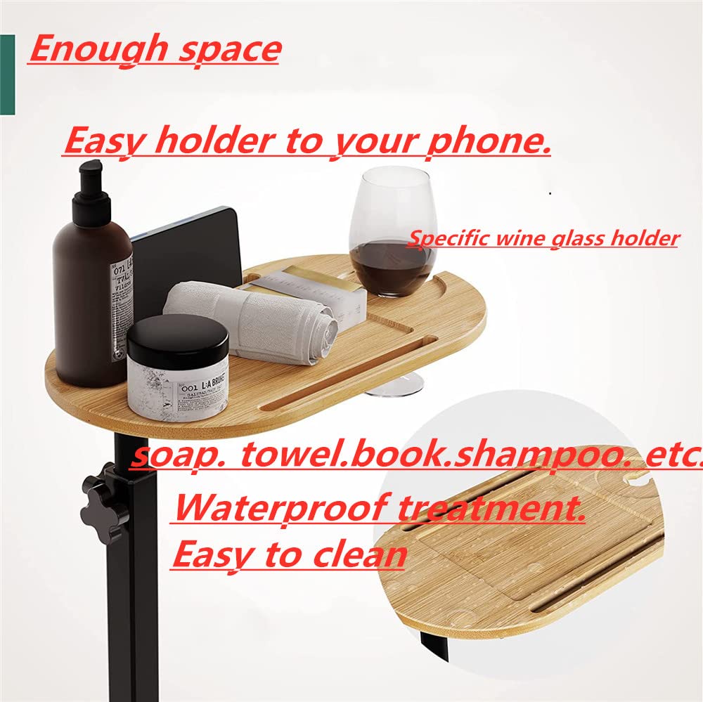WANLIAN Bamboo Bathtub Stand Tray, Brown, Rectangular, 15.75 x 8.66 in