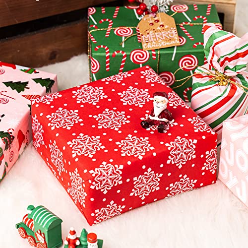 MAYPLUSS Christmas Wrapping Tissue Paper - 90 Sheets - Pink Green Design - 13.7 inch X 19.7 inch Per Sheet