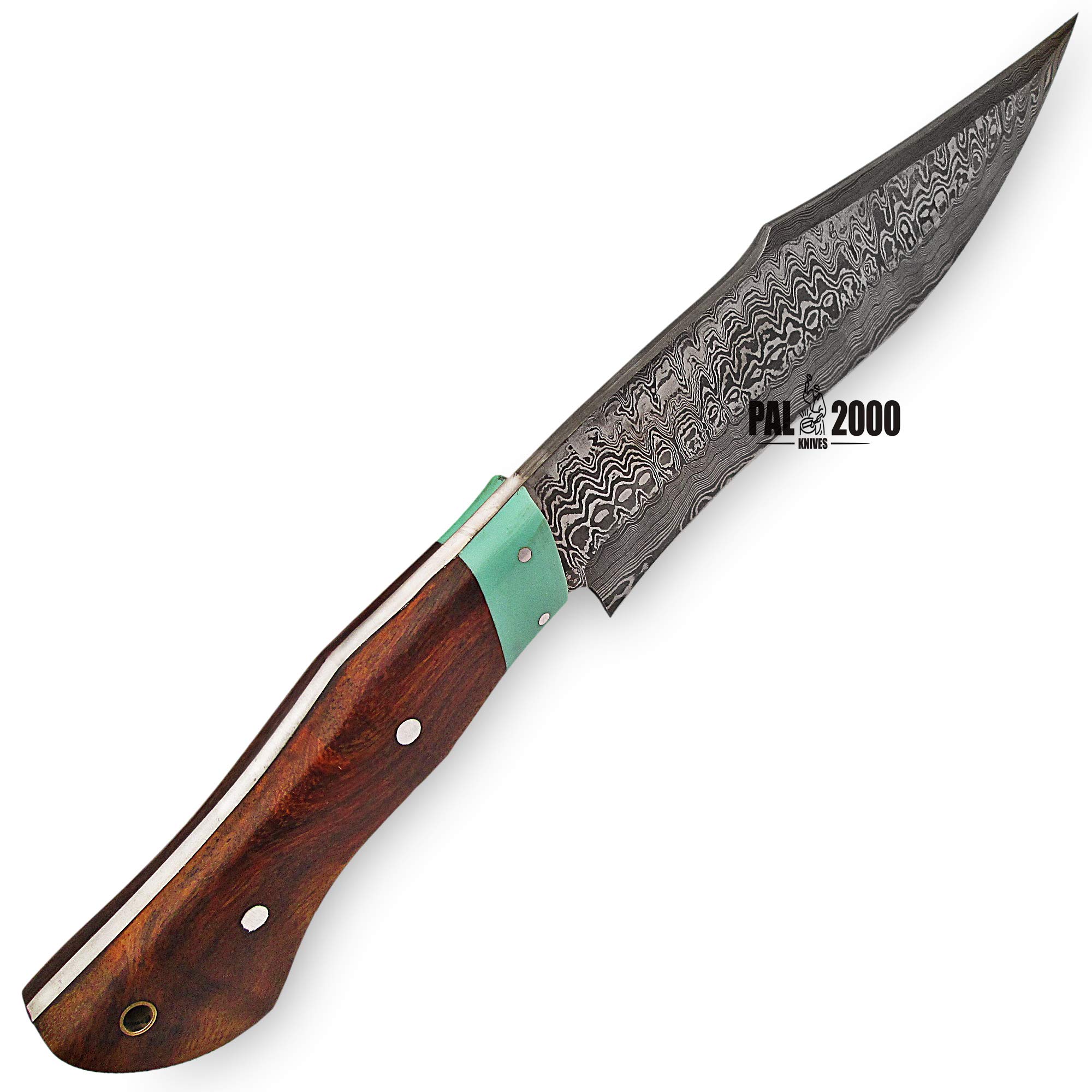 PAL 2000 HUNTING KNIVES Ssat 9902 Handmade Damascus Steel Custom Knife Solid Rose Wood Handle Knife With Sheath
