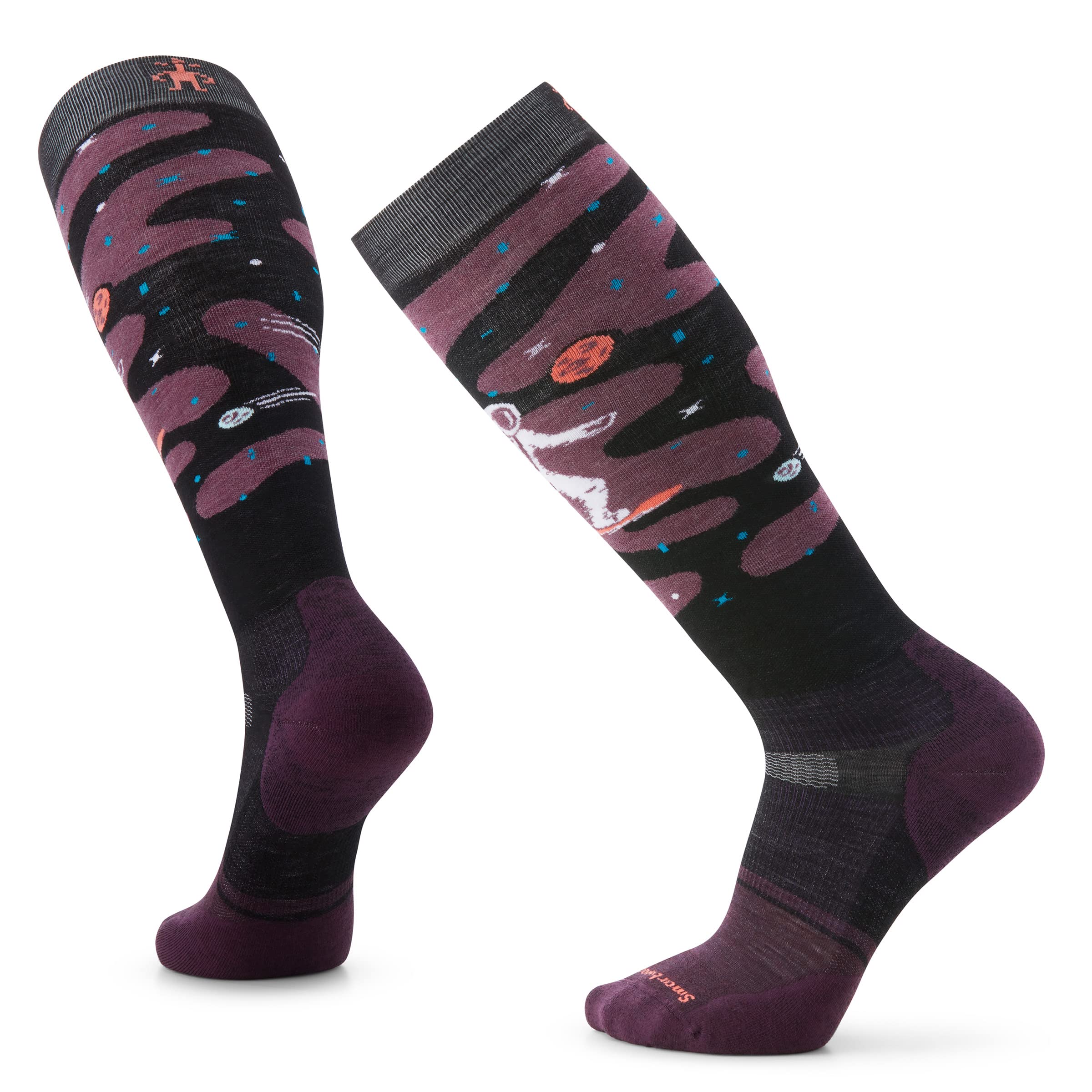 Smartwool Snowboard Astronaut Targeted Cushion Merino Wool Over The Calf Socks For Men and Women, Black, X-Large