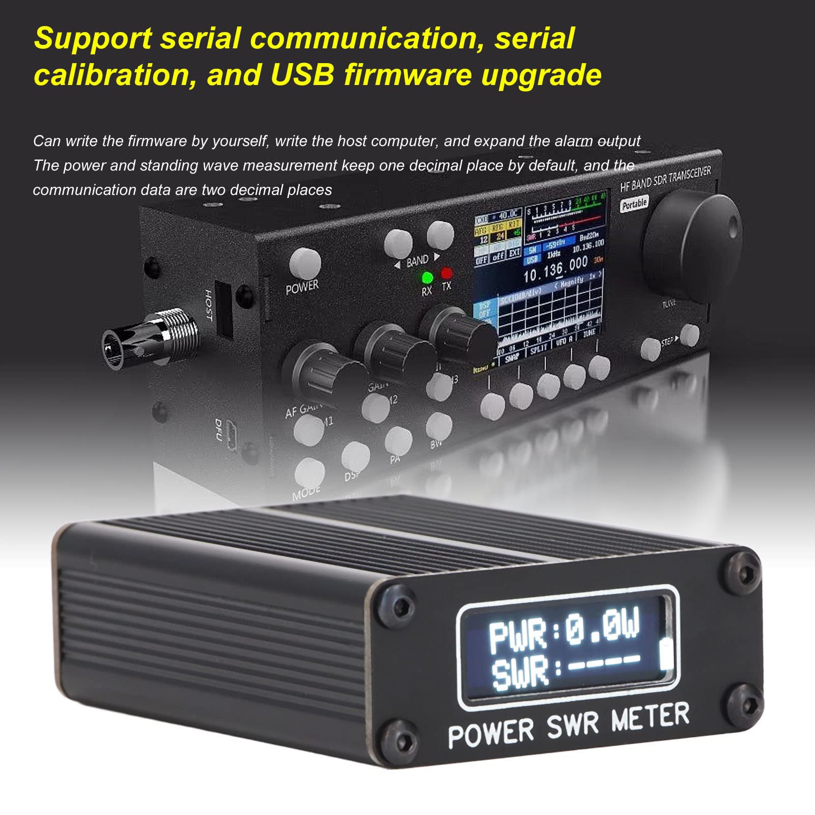 Standing Meter Mini Watt/SWR Power Meter 11W 1.6MHz-30MHz for Shortwave Radios with Built in Battery(Version with communication function)