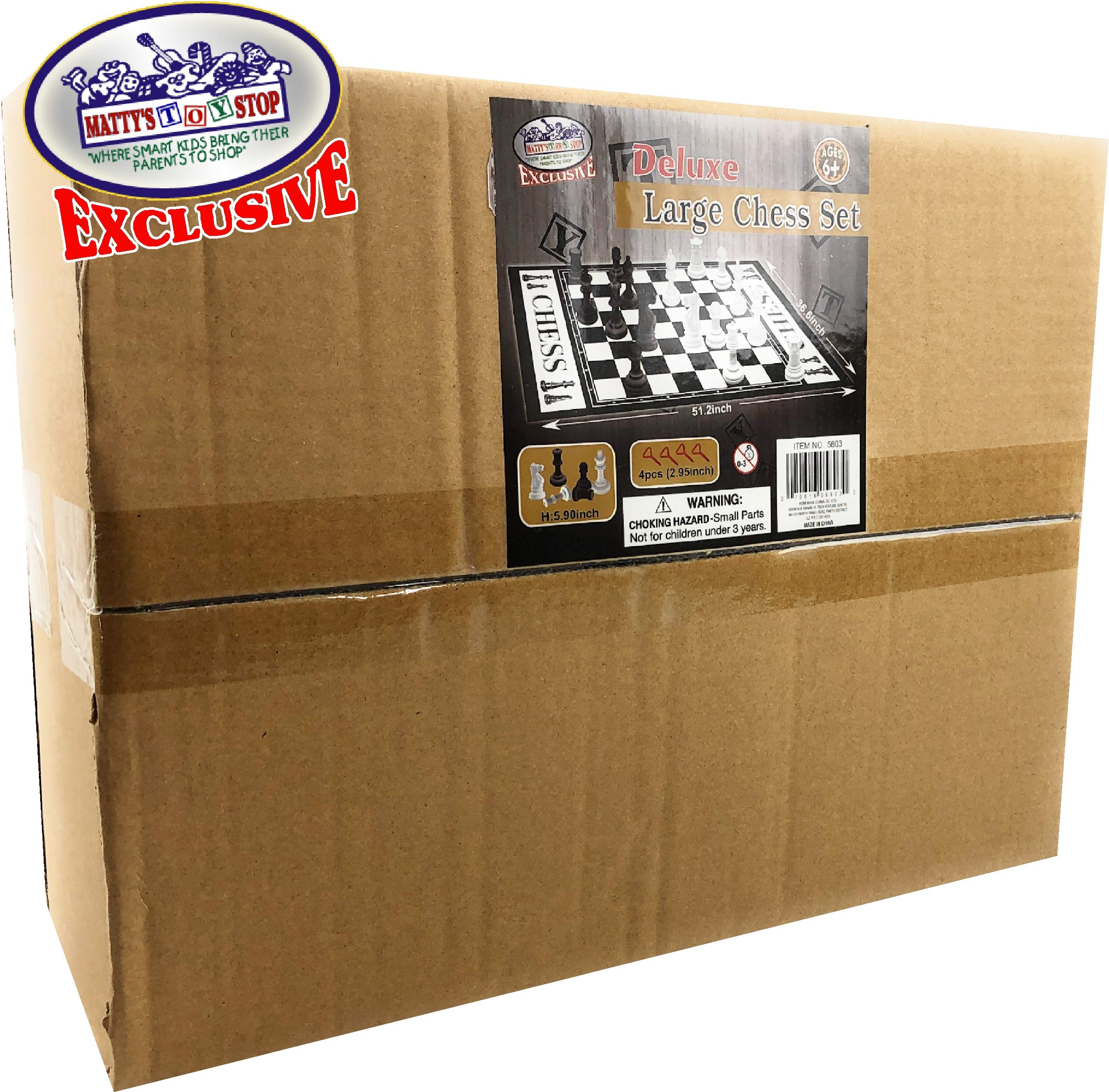Matty's Toy Stop Deluxe Large Chess (Indoor/Outdoor) Game with 6" King, 4' x 3' Game Mat with with Anchors