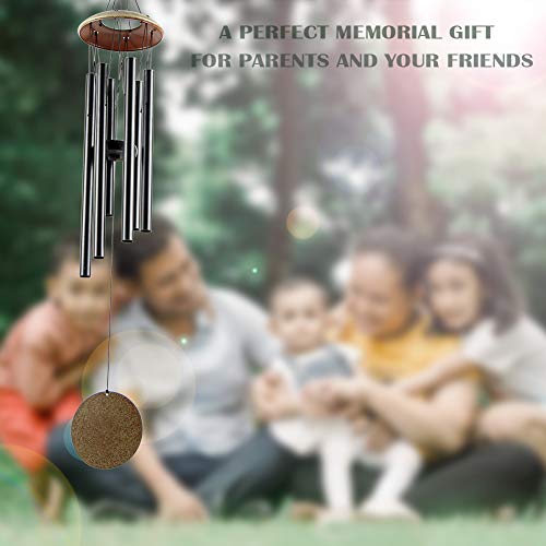Wind Chimes for Outside,Epartswide Memorial Wind Chimes 38" Wind Chimes Deep Tone with 6 Tuned Tubes Soothing Melodic Tones Sympathy Gifts for Mom Garden Decor (Black)