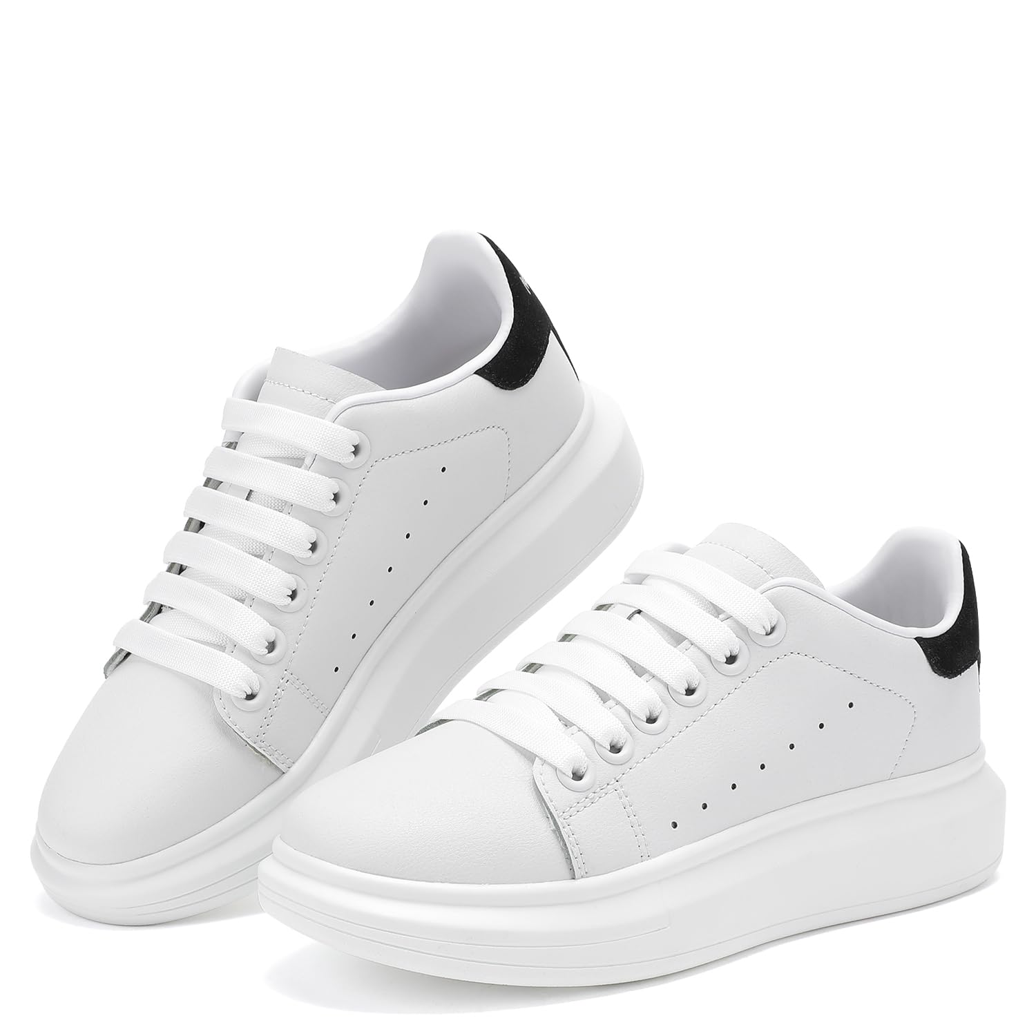 NewEndostar Women's Fashion Sneakers,Vibration Height Increase Shoes Lightweight Comfortable Casual Skateboarding Walking Shoes Black 8