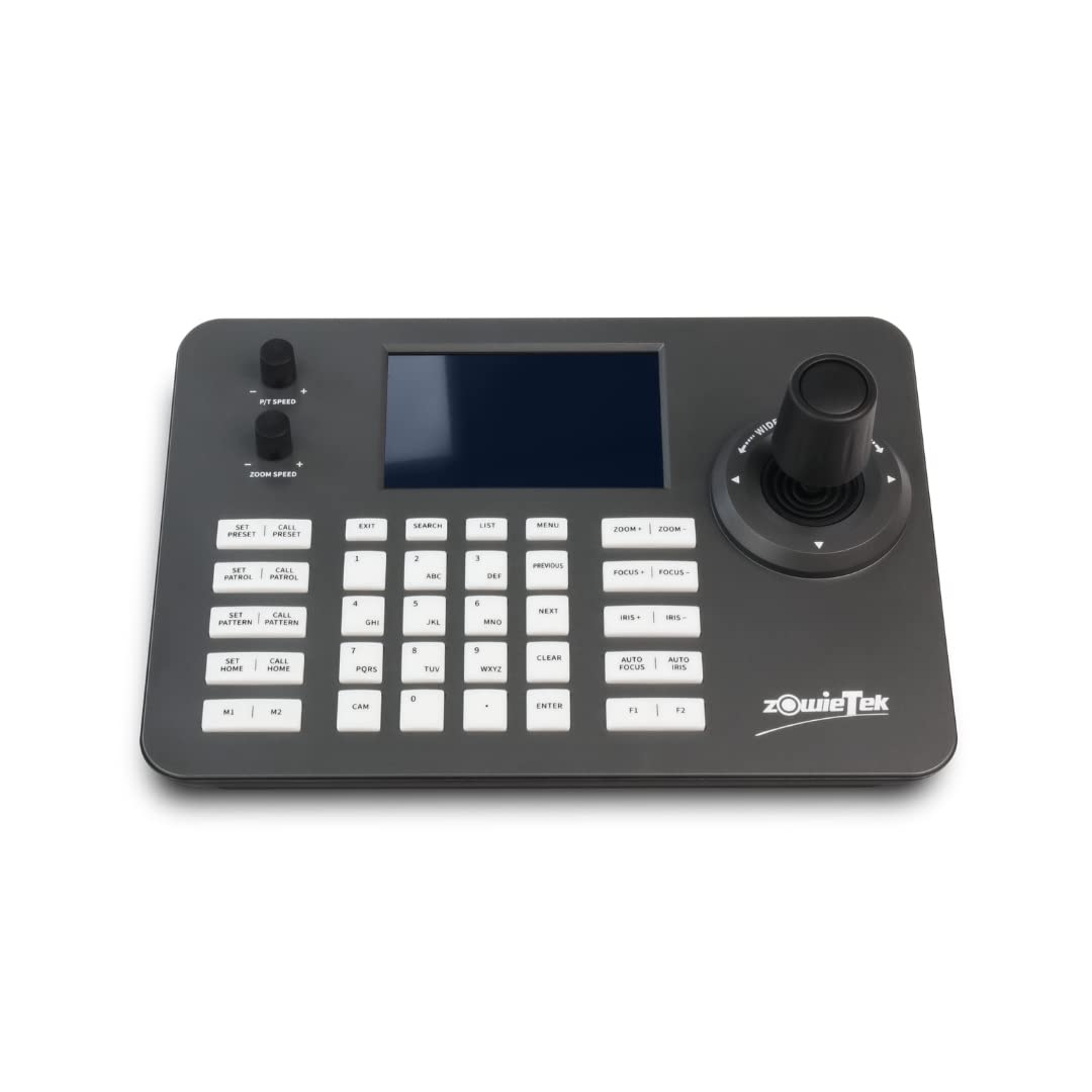 zowietek PTZ Camera 4D Joystick Controller PoE| PTZ Network Keyboard | 5 Inch LCD Screen | Decoding H.264 and H.265 | Compatible with Dome Security IP Camera