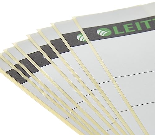 Leitz Self Adhesive Replacement Spine Labels for Standard 80 mm Lever Arch Files, Wide and Short, 61 x 192 mm, Paper, 16420085 - Grey, Pack of 10