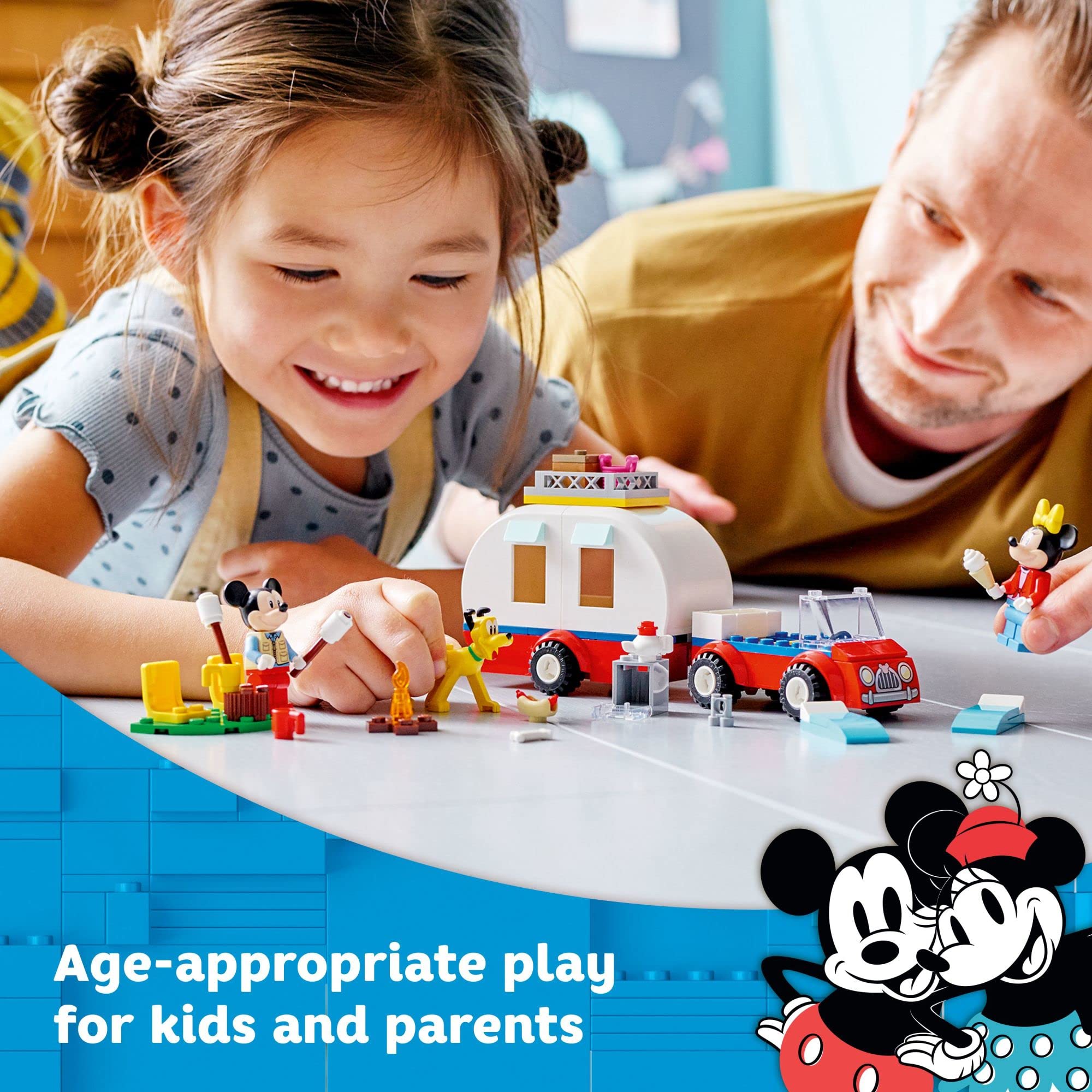 LEGO Disney Mickey Mouse and Minnie Mouse's Camping Trip 10777 Building Toy with Camper Van, Car & Pluto Figure, for Kids 4 Plus Years Old