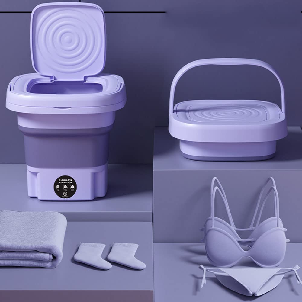 MOCOFO 8L Folding Washing Machine - Mini Portable Washing Machine for Camping, RV, Travel - Suitable for Underwear, Bra, Socks - 8L Large Capacity - Home Use(purple)