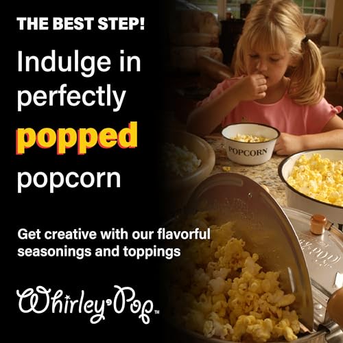 Platinum Series Whirley Pop Popcorn Maker - 6 Quart Stainless Steel Popcorn Popper, Popcorn Maker with Metal Gears, Wabash Valley Farms Stove Top Popcorn Maker (Stainless Steel)