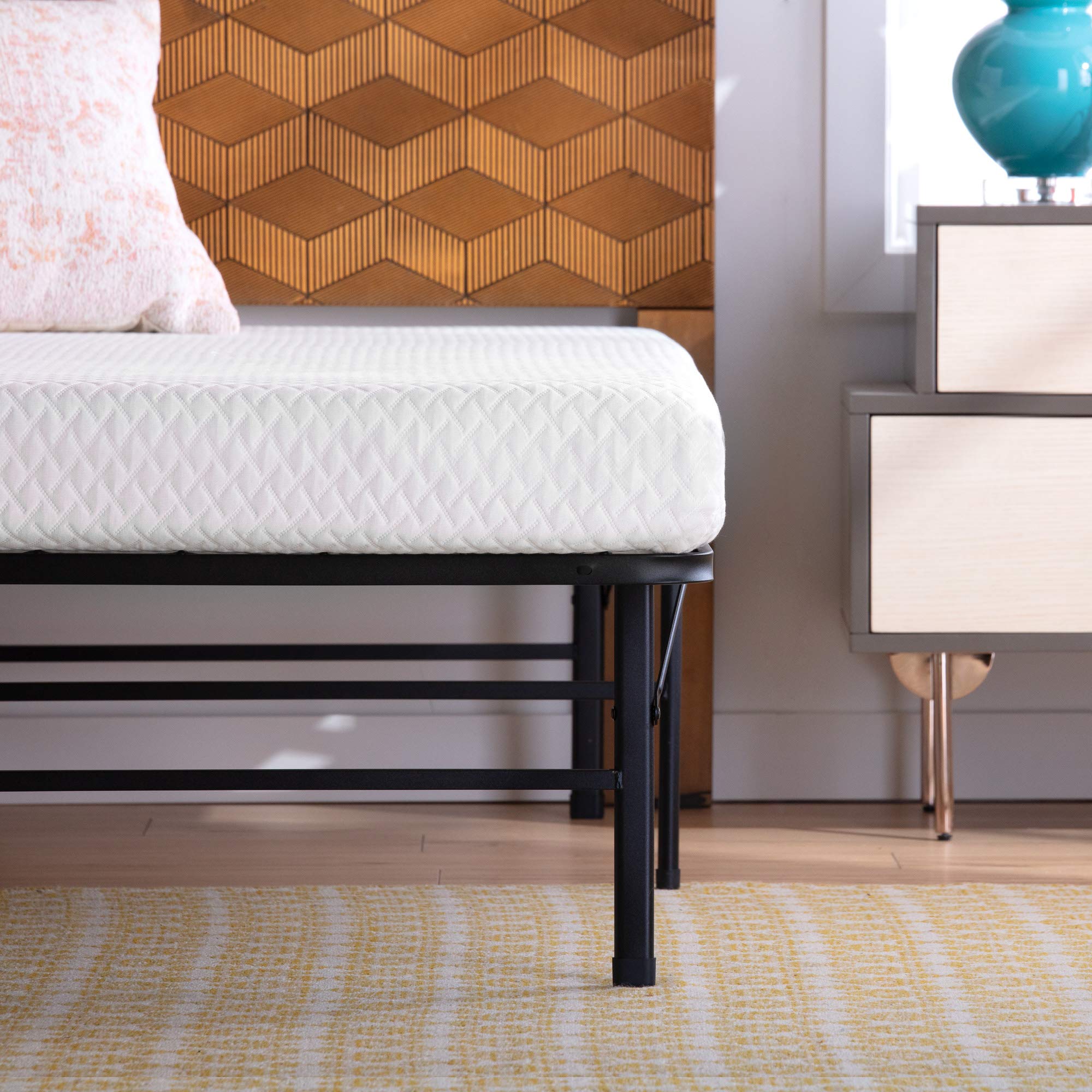 Linenspa 5 Inch Gel Memory Foam Mattress with Linenspa 14 Inch Folding Platform Bed Frame - Twin XL