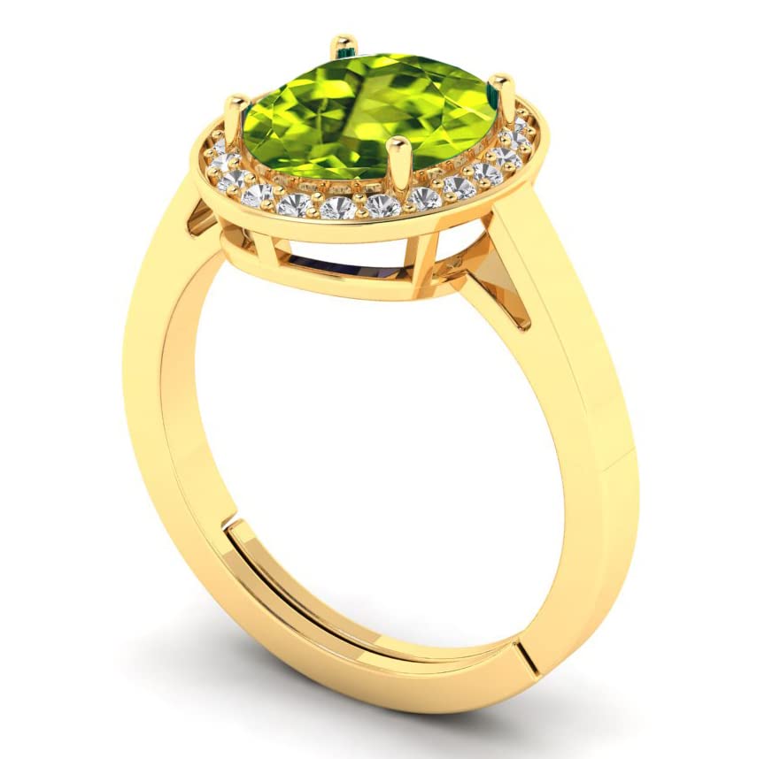 SirDaksh 4.25 Carat Natural Peridot Beautiful Oval Cut Engagement Ring For Women's
