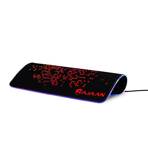 RGB Gaming Mouse Pad Mat- HAJAAN Customizable RGB Lighting Mouse mat with Non-Slip Rubber Base, Soft Computer Mousepad for Gaming and Working -MacBook, PC, Laptop, Desktop- Black