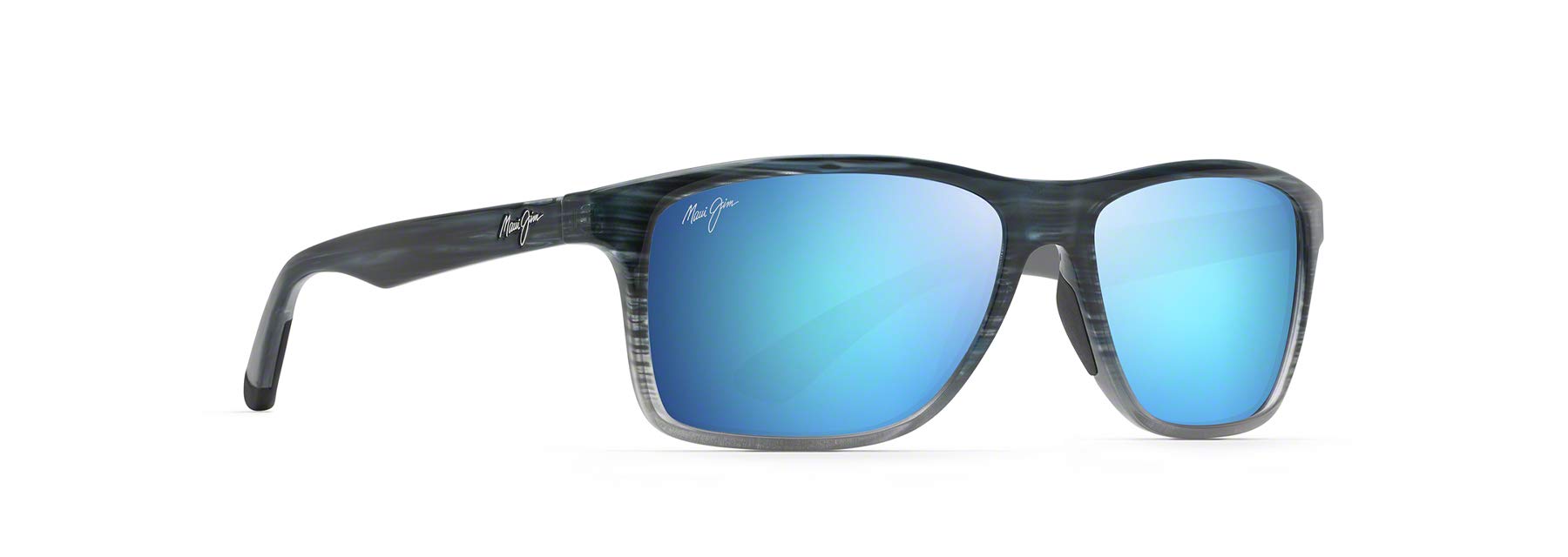 Maui Jim Men's Onshore Polarized Rectangular Sunglasses, Blue Black Stripe Fade/Blue Hawaii, Large