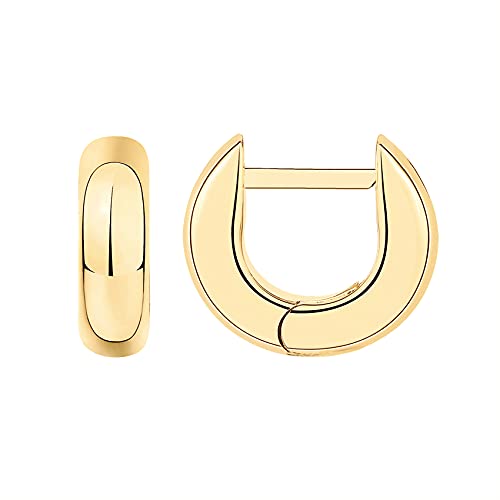 PAVOI 18K Gold Plated 925 Sterling Silver Post Ultra Thick Huggie Earring | Women's Mini Hoop Earrings | Gold Plated Small Hoops (Thick, Yellow Vermeil)
