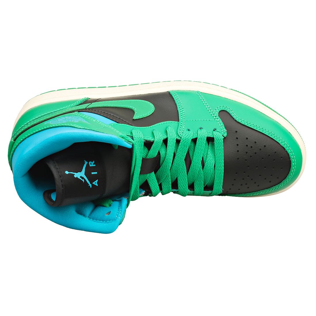 Nike Air Jordan 1 Mid Womens Black/Lucky Green-Aquatone Size 9