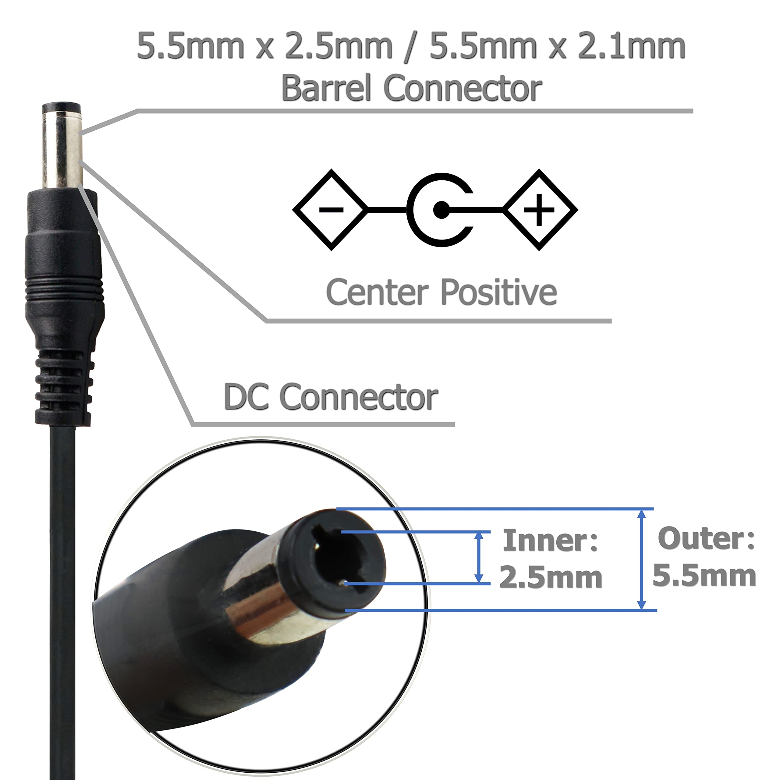Zingpaw AC to DC 15V 2A Wall Charger Adapter Power Supplier for Electric Massage Headlights Toy Cars Household Electronics with 5.5mm x 2.5mm Tip & 8 Replaceable Tips