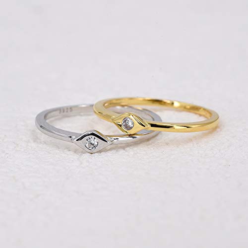 LEMON GRASS Sterling Silver Evil Eye Dainty Ring Size 8