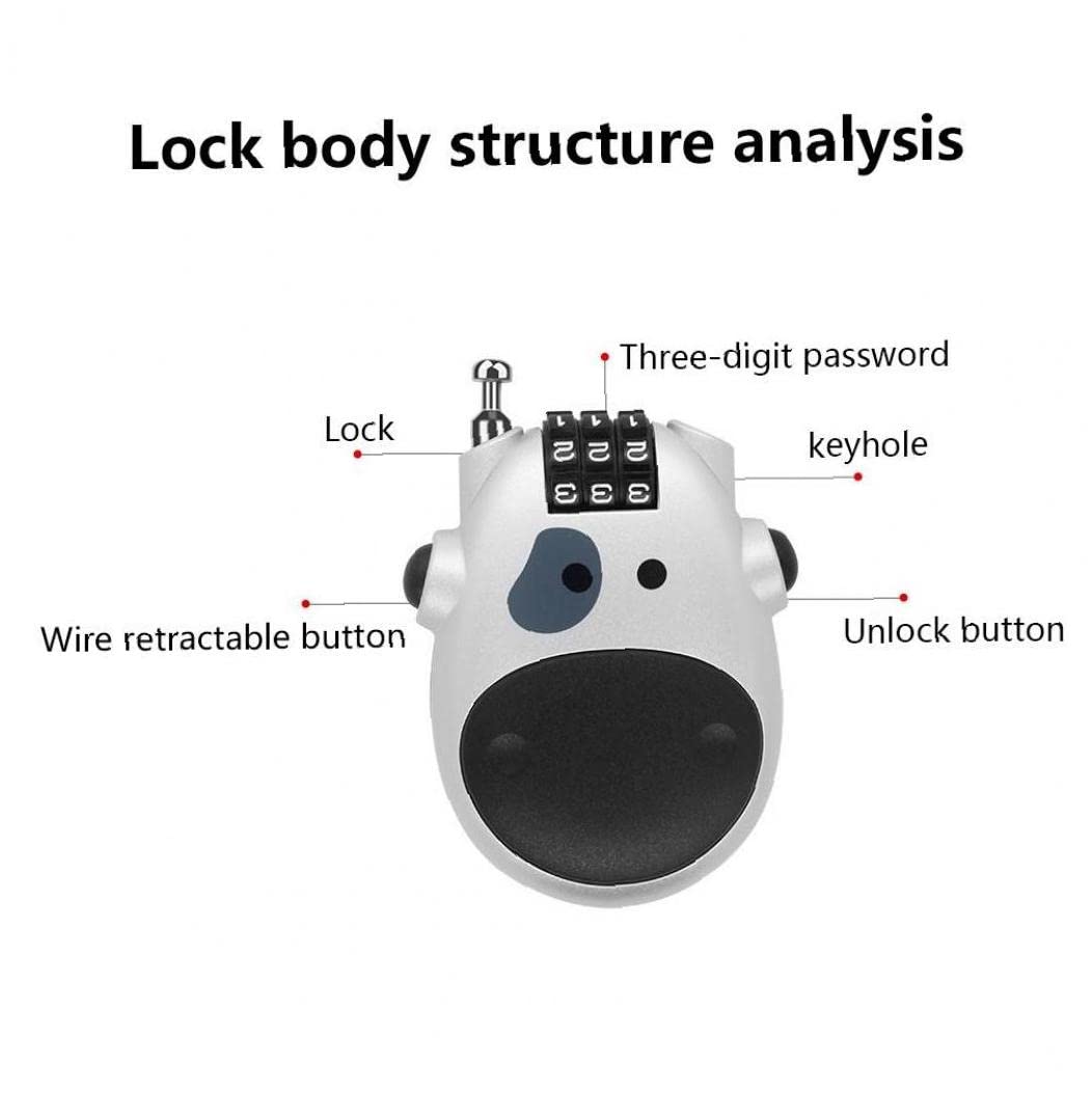 Retractable Cable Lock Mini Lock Number Padlock Luggage Locks with Cable for Suitcases Bike Snowboard Stroller