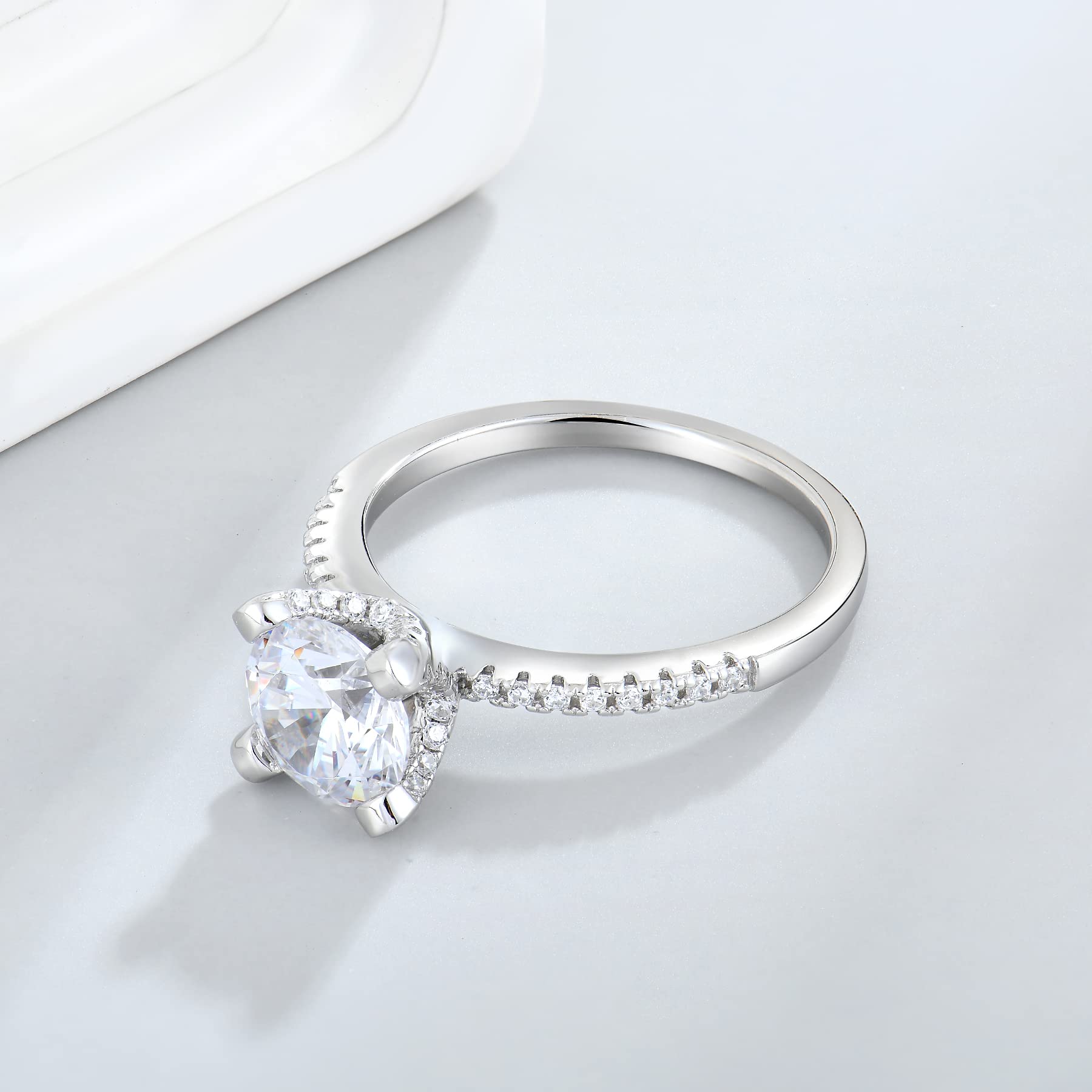 Romieka Rings Engagement Ring for Women 925 Sterling Silver with 14K White Gold Plated 5A CZ Wedding or Anniversary Rings,Size6