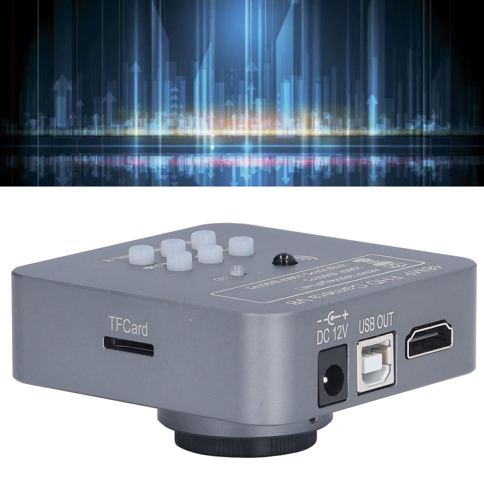 Microscope Camera, 48MP 2K 1080P 60FPS High Resolution Automatic or Manual Adjustment Electronic USB Microscopes for Electronic Repair for Laboratory (US Plug)