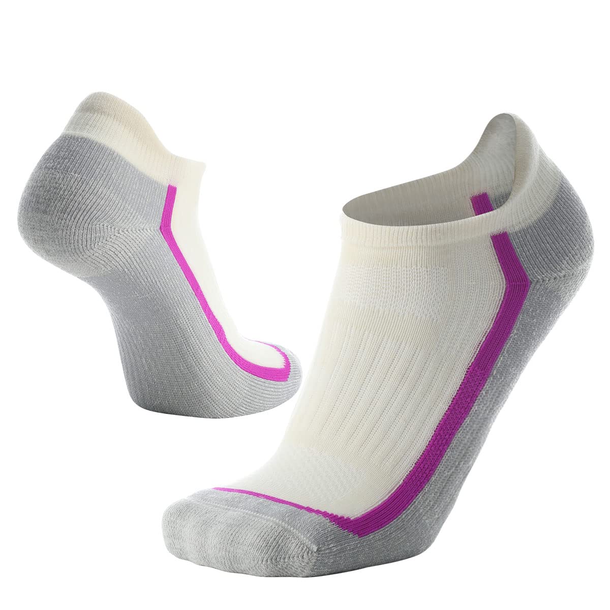 SOLAX Women's 72% Merino Wool Hiking Socks Outdoor TrailTrekking Cushioned Breathable Low Cut Socks 3 Pairs, Size 9-11