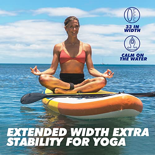 MOUSA 10'8''×33'' Inflatable Stand Up Paddle Board, Paddle Board for Adults, Non-Slip Deck, PVC, Backpack, Removable Fin, Singel-Action Pump, Inflatable SUP for All Skill Levels