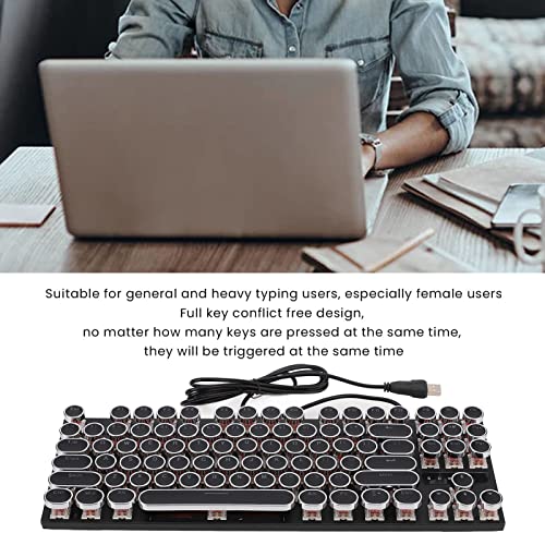 Vikye Mechanical Keyboard, 87 Keys Ergonomic Gaming Keyboard with Red Switch, 26 RGB Backlit Keyboard with USB Interface for Windows PC(Black Plated Punk Keycaps)