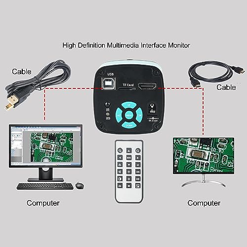 Microscope Camera, 400-700nm Wide Application High Definition Multimedia Interface Digital Industry Camera 100β240VAC Adjustable LED Light for Industrial Use (US Plug)