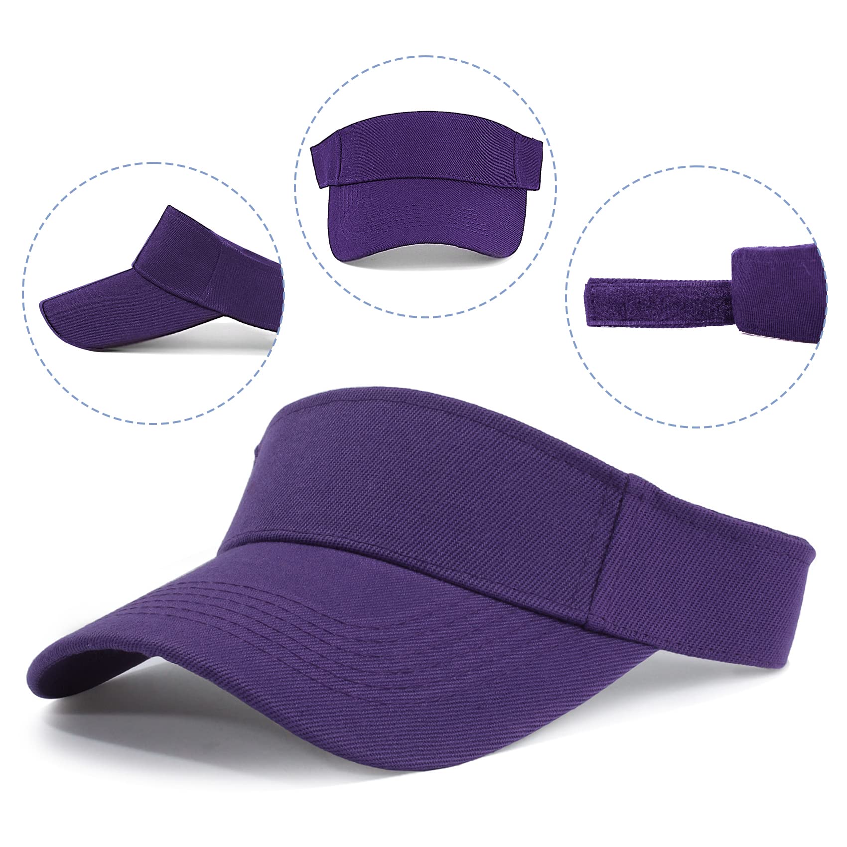 Sport Sun Visor Hats Adjustable Empty Top Baseball Cap Cotton Ball Caps for Women and Men (Purple)