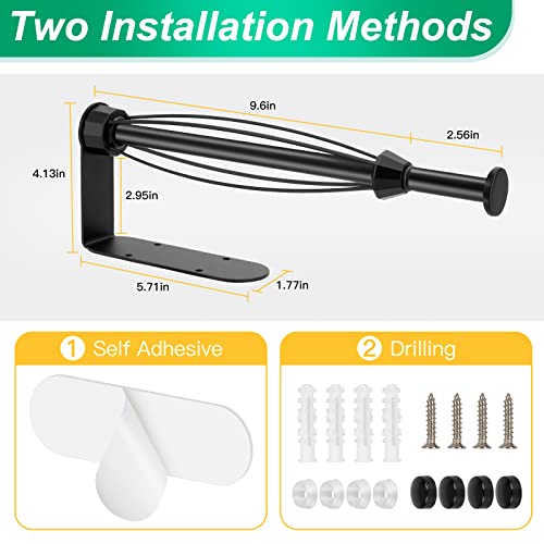Paper Towel Holder Under Cabinet, Single Hand Operable Paper Towel Holder Wall Mount with Damping Effect, Self-Adhesive or Drilled Black Paper Roll Holder for Kitchen, Bathroom, RV