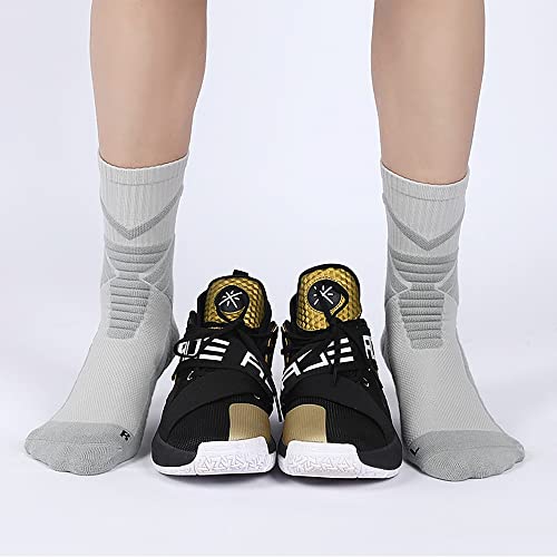Teendi Cushioned Athletic Sports Crew Socks Cotton Athletic Running Socks Multi Color Basketball Socks Black (Black, White, Grey, Sky Blue 4 Pairs)