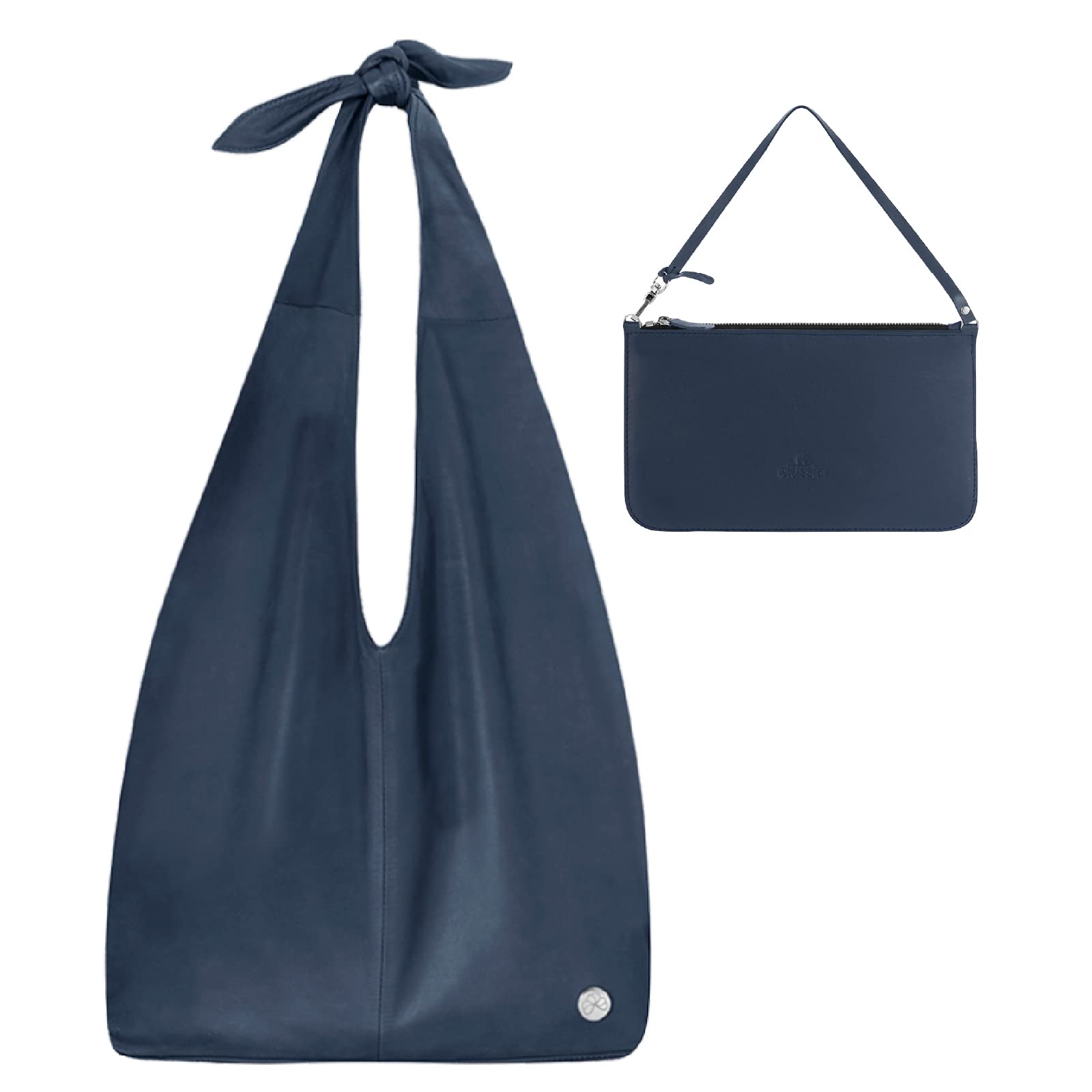 Style à la Porte Eggplant Leather Hobo Bag from 100% Luxury Light-Weighted Calf Leather with Removable Wristlet Pouch DELUXE | Bolso Cuero Berenjena