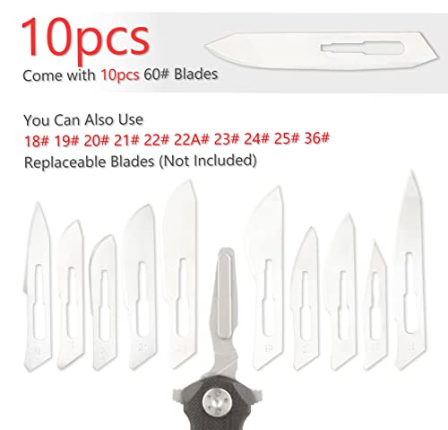 TENCHILON T369 Small Folding Pocket Flipper Scalpel Knife, 10pcs #60 Replaceable Blades, G10 Handle, Compact Slim Gentleman's Scalpel EDC Utility Knives 1.2oz