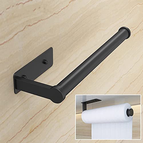 Paper Towel Holder, Aheucndg Wall Mount Paper Towel Holder, for Kitchen or Bathroom Self-Adhesive or Drill Mounting Paper Roll Holder (Black 1Pack)