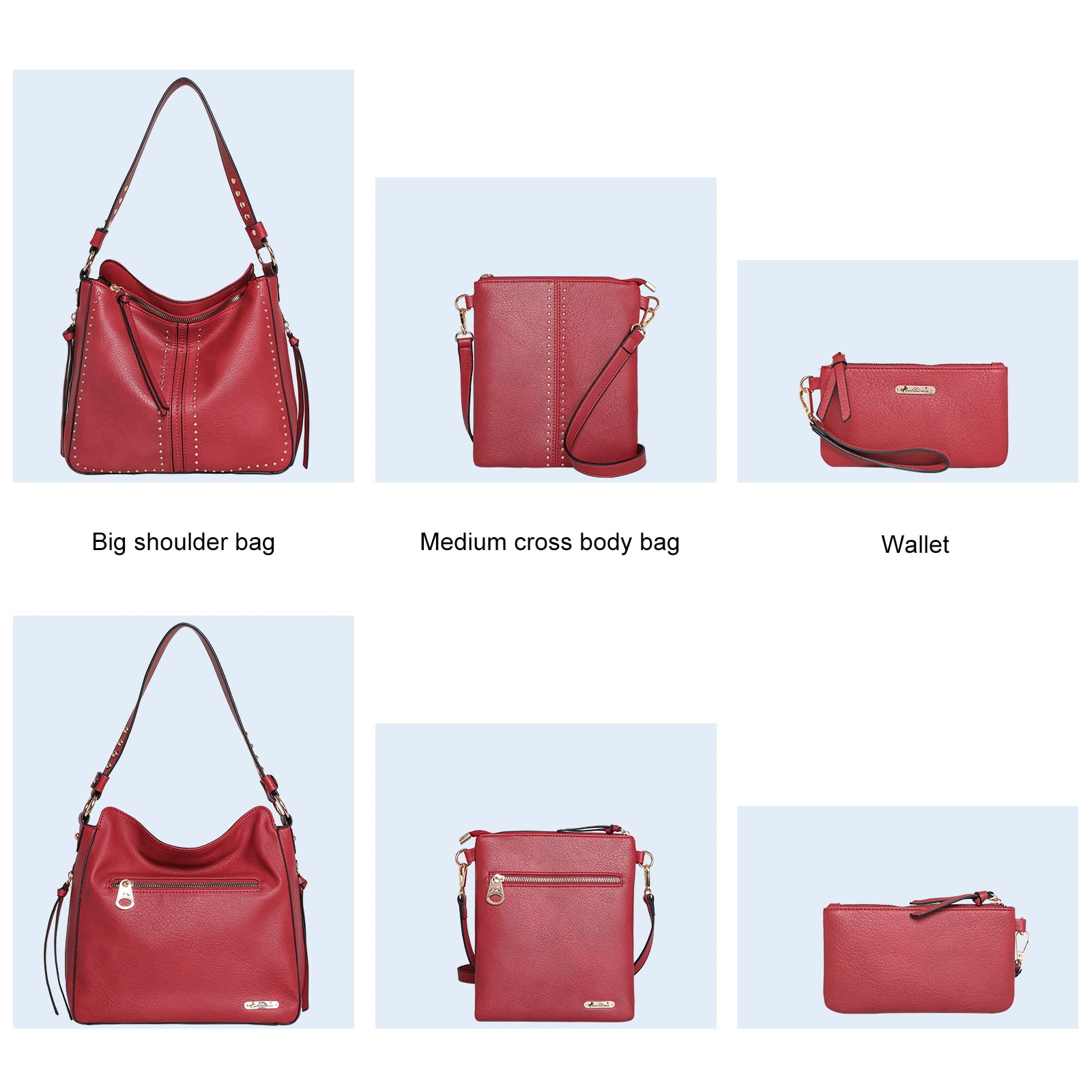 Montana West Tote Bag for Women Hobo Purses Leather Handbags Satchel Bags Red MWC-1001S-3RD