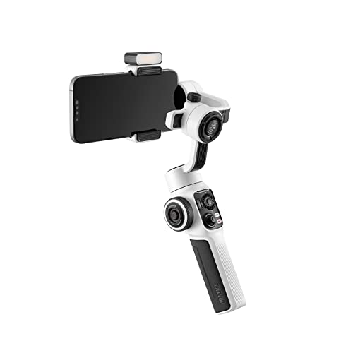 Zhi yun Smooth 5S Combo White 3-Axis Gimbal Stabilizer for Smartphone iPhone,with Magnetic Fill Light,Carrying Bag (Smooth 5 Upgrade)