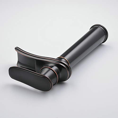 Waterfall Spout Commercial Bathroom Vessel Sink Faucet Single Handle One Hole Deck Mount Oil Rubbed Bronze Lavatory Mixer Tap