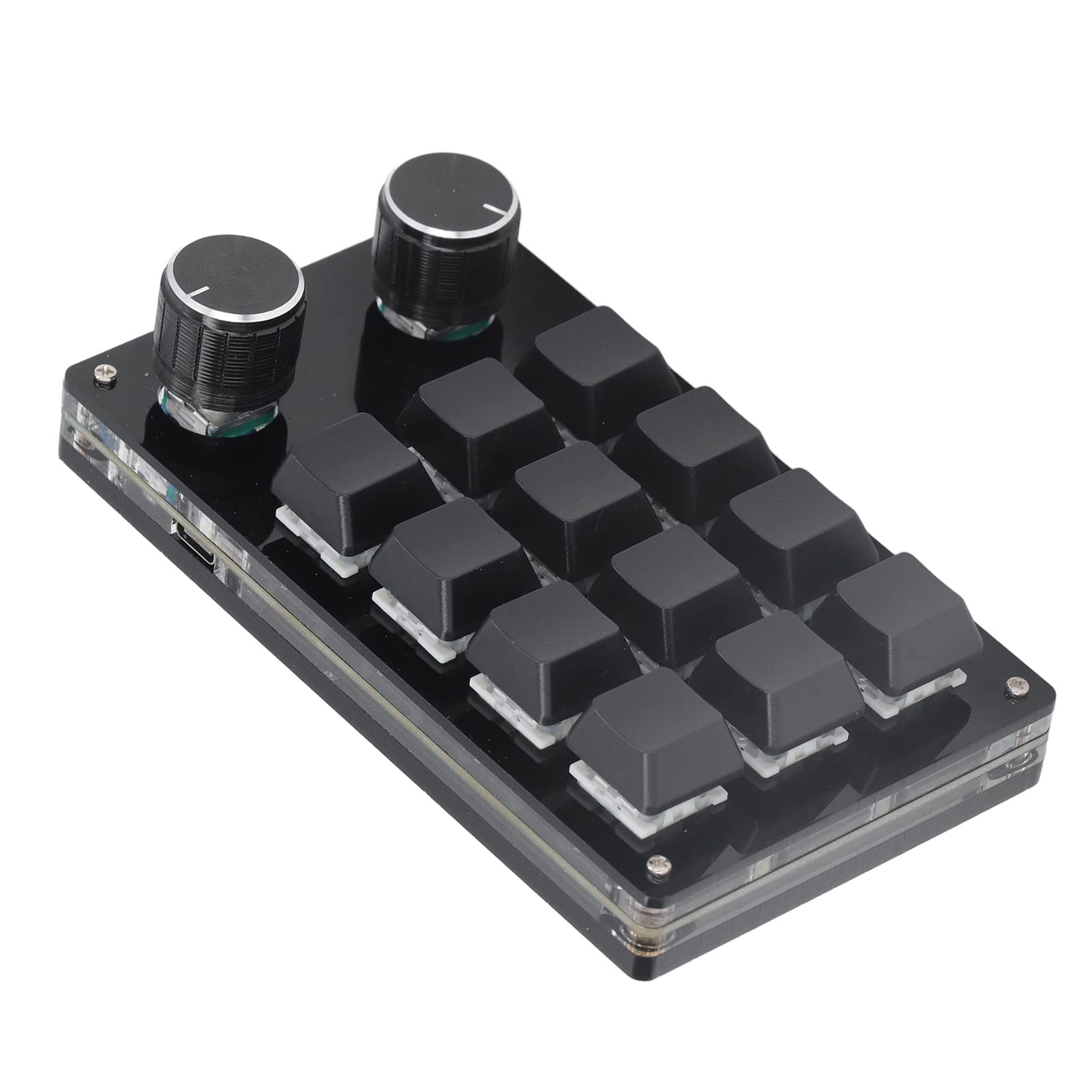 Zyyini 12 Keys OSU Gaming Keyboard, DIY Programmable PC Keyboards with 2 Knobs, Portable Mechanical Gaming Keypad for Industrial Control, Laboratory