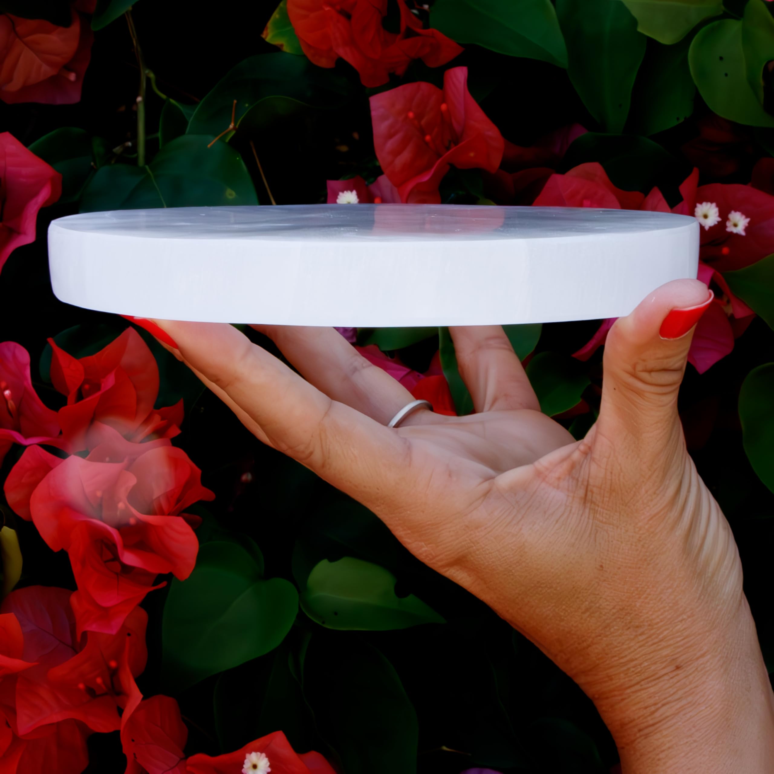 Om Zone Selenite Charging Plate for Cleansing Crystals & Healing Stones, Meditation, Reiki, Protection Crystals, Spiritual Gift (1, 4β x 6β Rectangle)