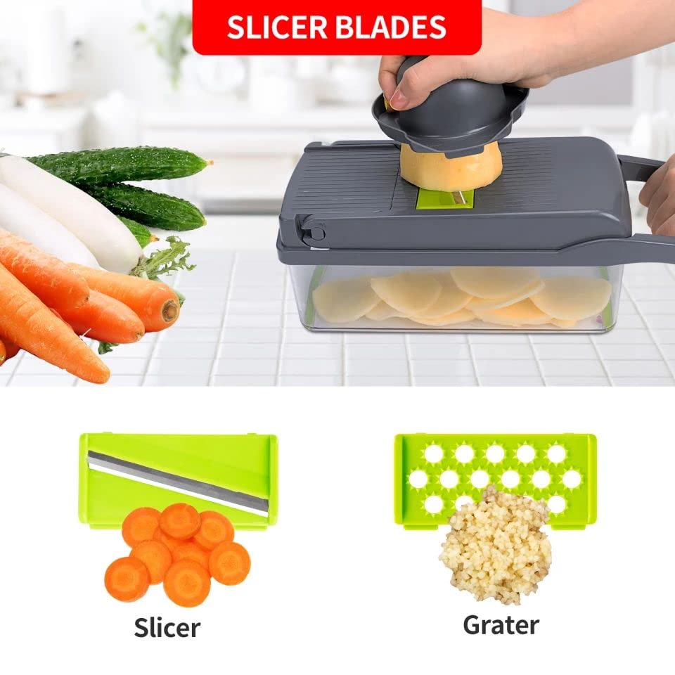 LEKAL Vegetable Chopper, Pro Onion Chopper, Multifunctional Chopper, Kitchen Vegetable Slicer Dicer Cutter,Veggie Chopper With 8 Blades,Carrot and Garlic Chopper With Container