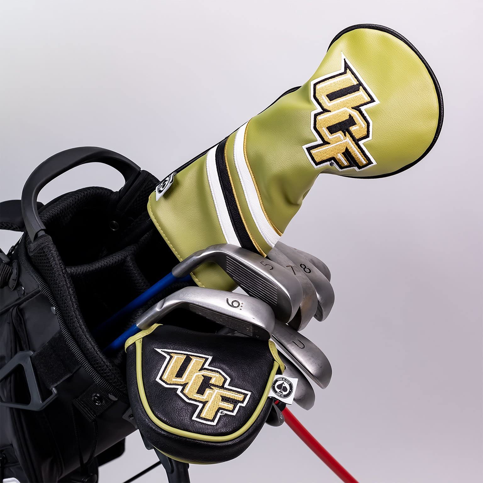Pins & Aces University of Central Florida Knights Driver Head Cover - Premium, Leather Headcover - NCAA Officially Licensed, Tour Quality Golf Club Cover - Style and Customize Your Golf Bag