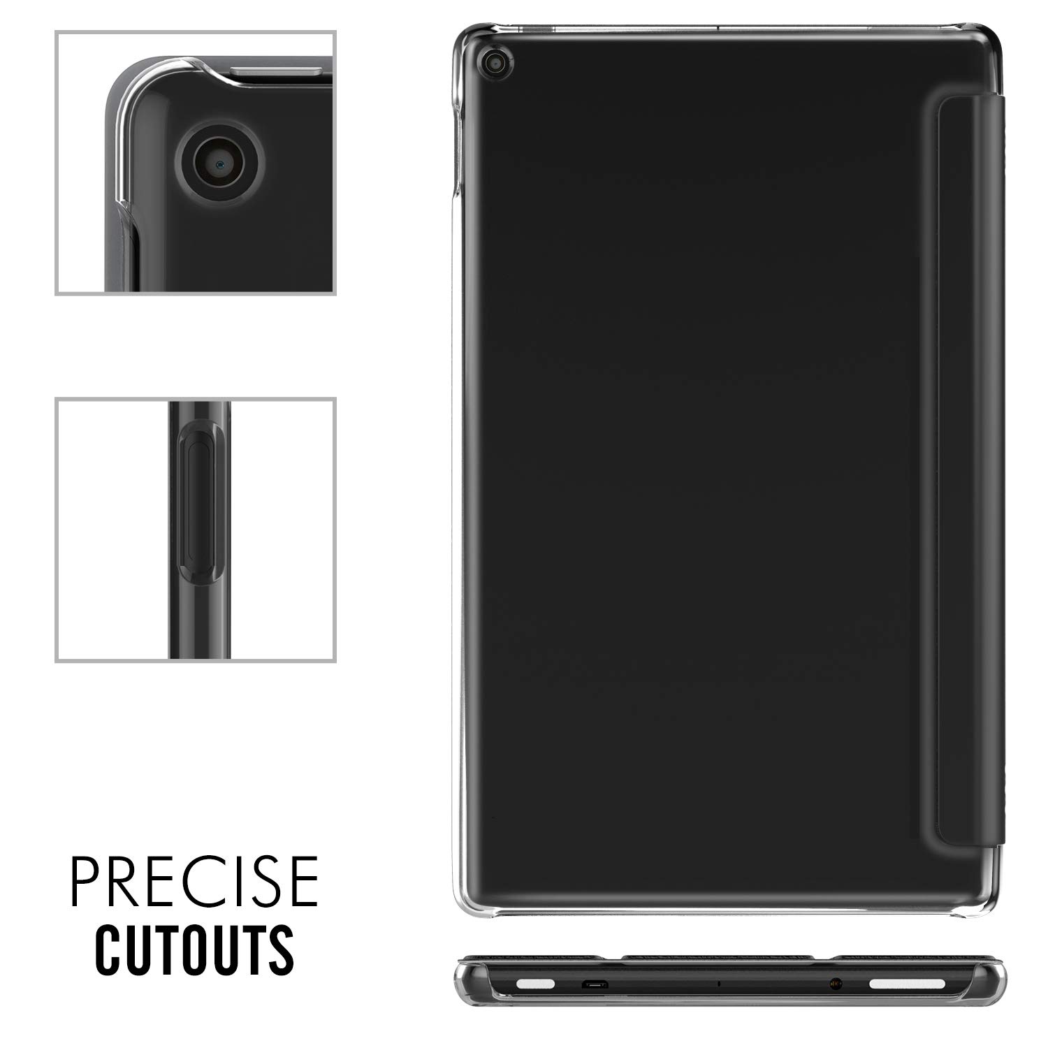 MoKo Case for Amazon Fire HD 10 Tablet (7th and 9th Generation, 2017 and 2019 Release) 10”, Smart Shell Stand Cover with Translucent Frosted Back for Fire HD 10.1 Inch, BLACK