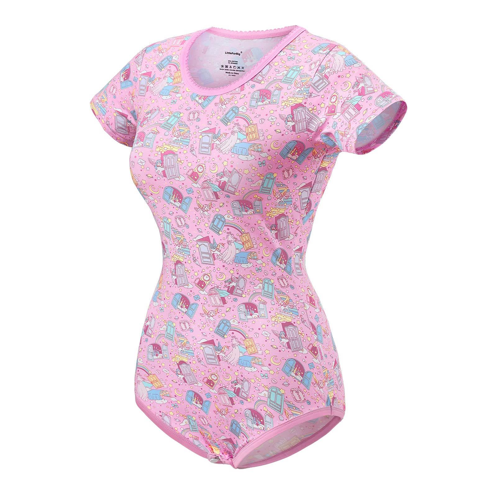 Littleforbig Cotton Romper Onesie Pajamas Bodysuit - Unicorn Dreams S