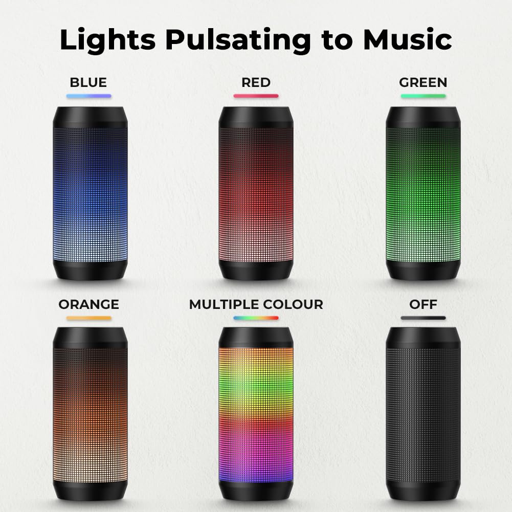 VOSFEEL Bluetooth Speakers Portable Wireless with True Wireless Stereo, Party Light, Loud Sound and Bass, Lightweight, TF Card, USB, Aux,