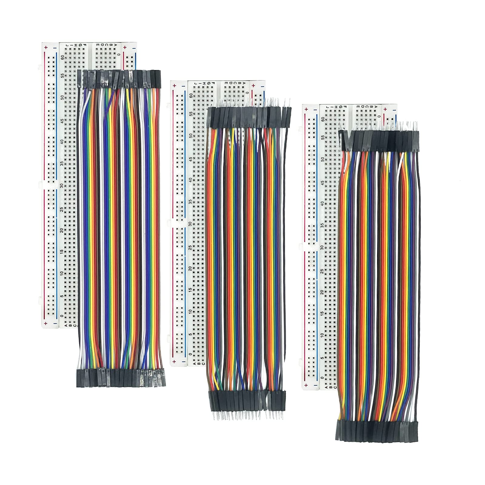 starfa lab Breadboard Kit, Include 3 x breadboard + 3 x 20 cm Jumper Wire m2 m/f2 m/f2 f Compatible with Arduino Raspberry Pi (Set of 6)