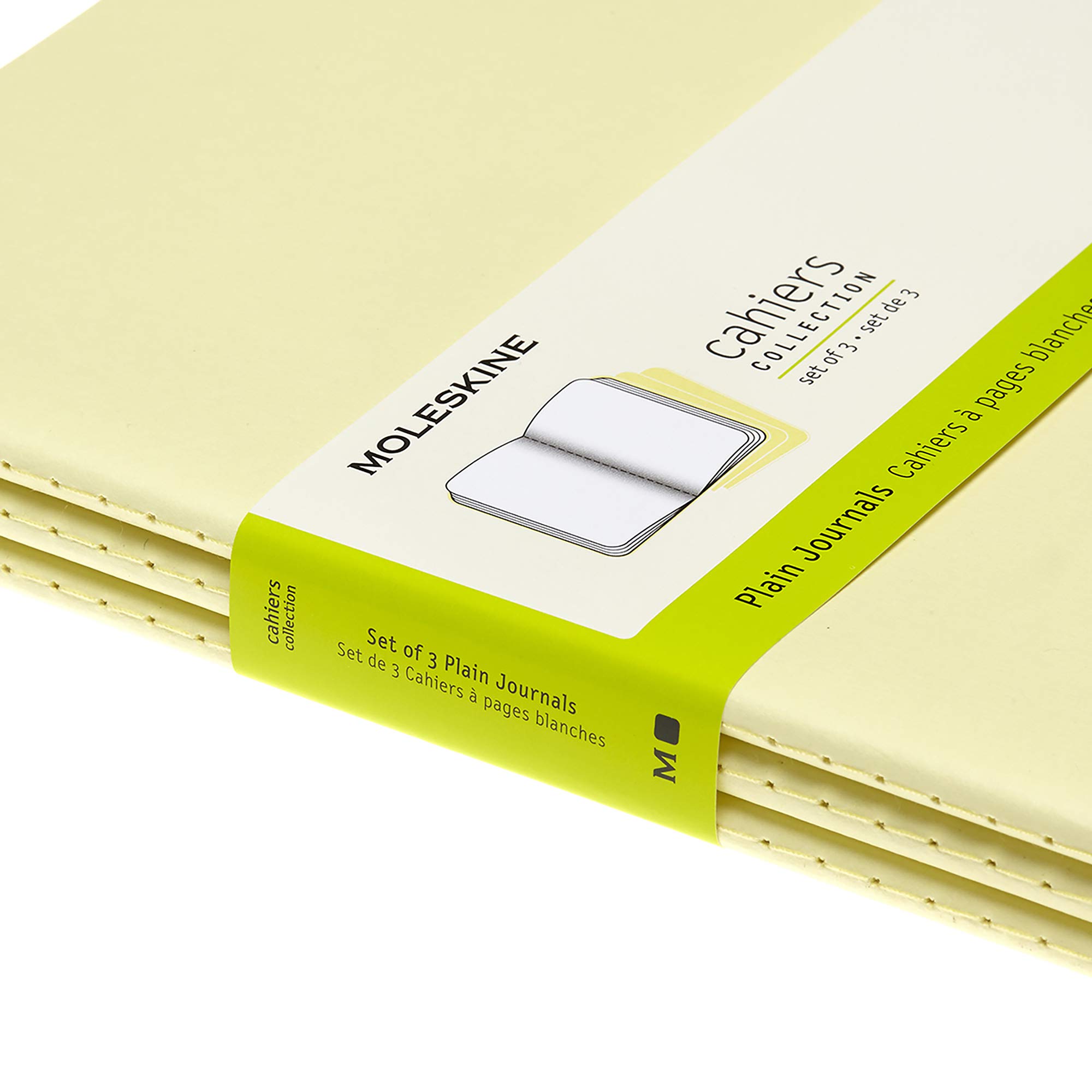 Moleskine Cahier Journal, Soft Cover, XL (7.5" x 9.5") Plain/Blank, Tender Yellow, 120 Pages (Set of 3)